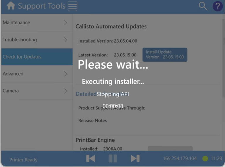 Checking the Callisto Versions and Updating the Software – Callisto Support Library